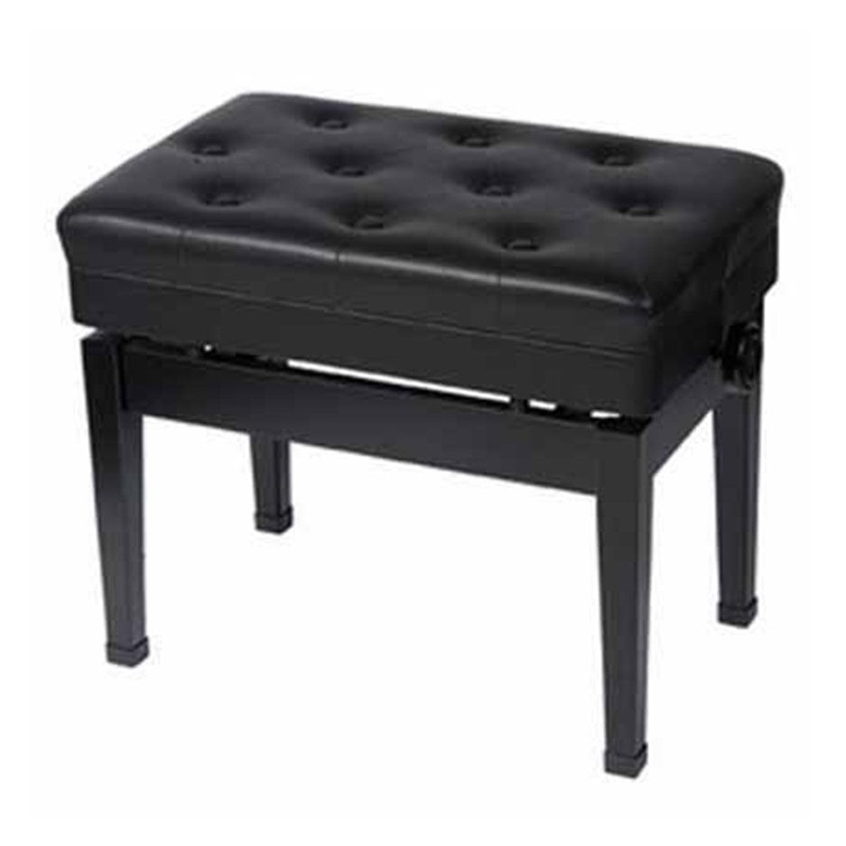 Xtreme KTW15 Height Adjustable Piano Stool w/ Storage - Buttoned Black