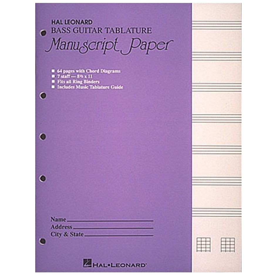 Bass Guitar Tablature Manuscript Paper